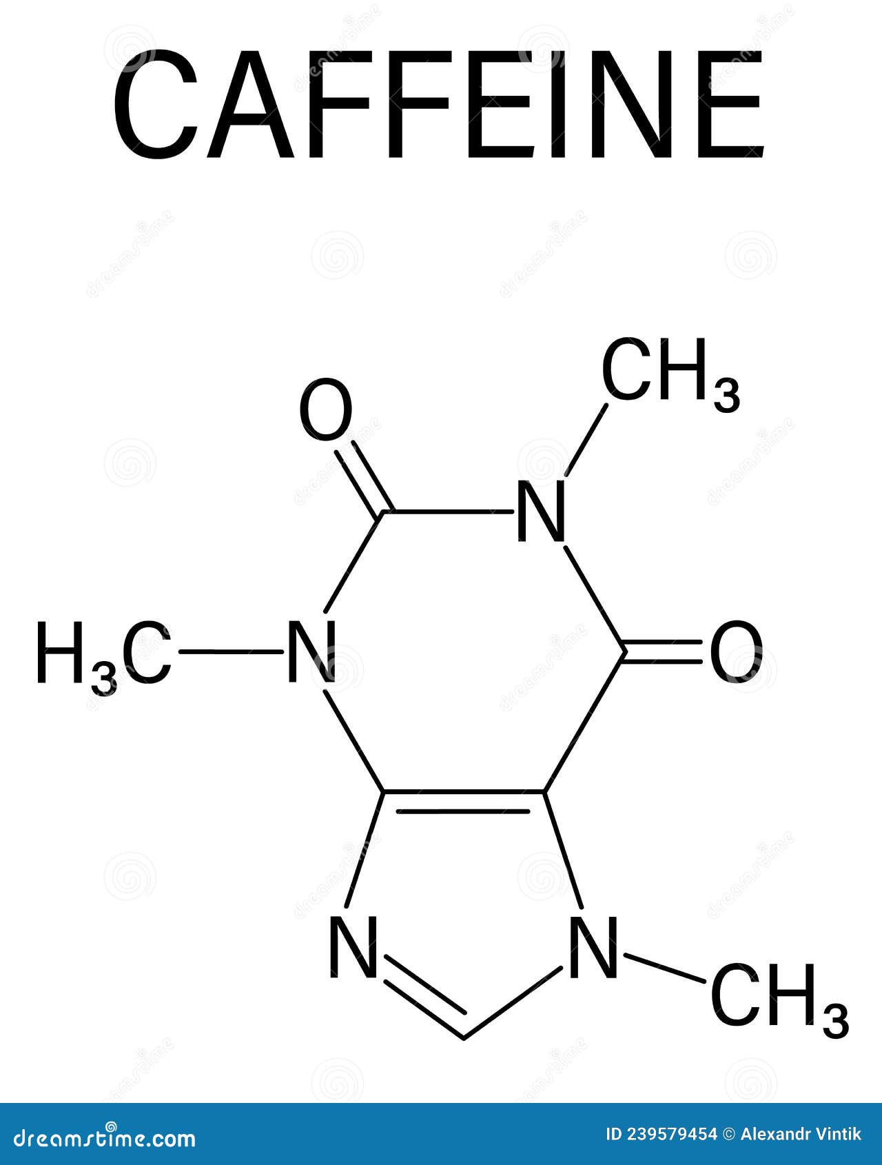 Caffeine Stimulant Molecule. Present In Coffee, Tea And Many Soft And ...