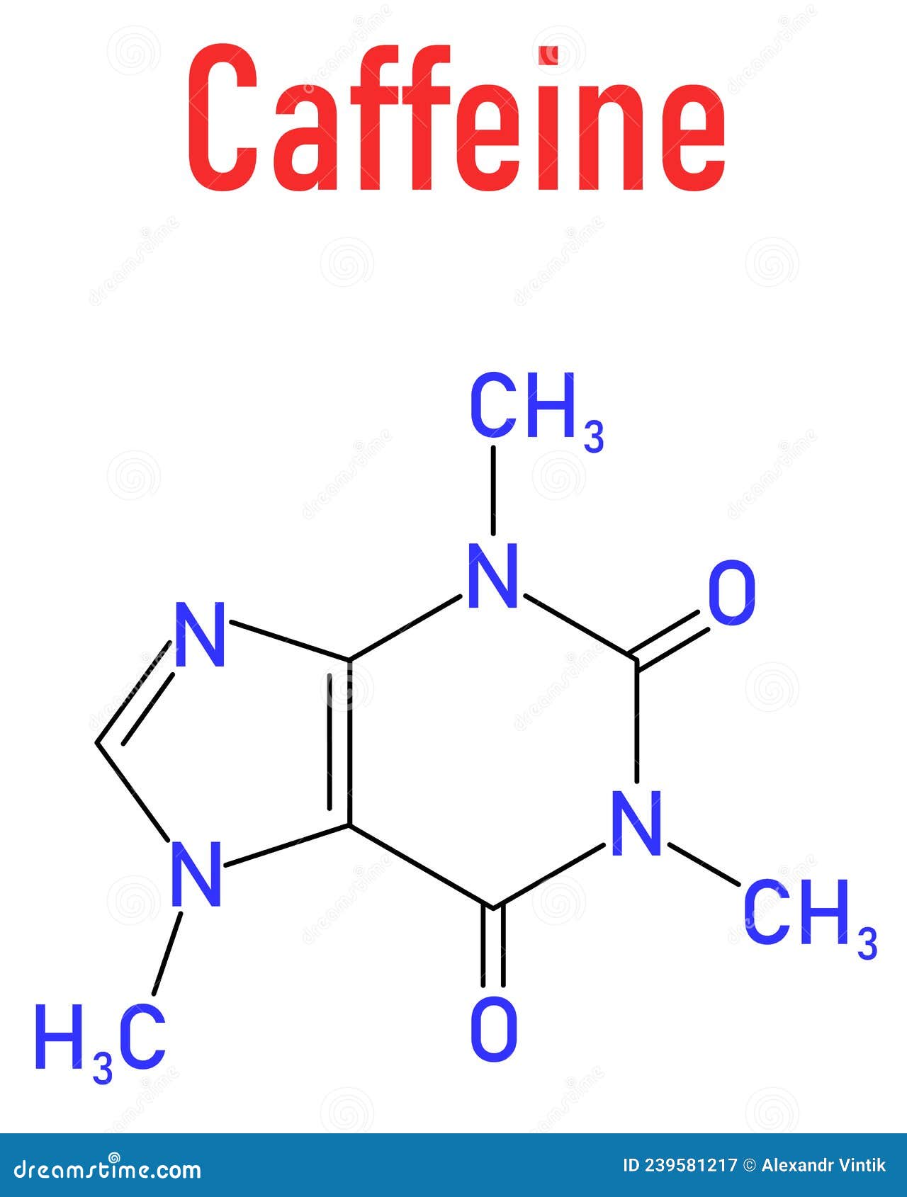 Caffeine Stimulant Molecule. Present In Coffee, Tea And Many Soft And ...