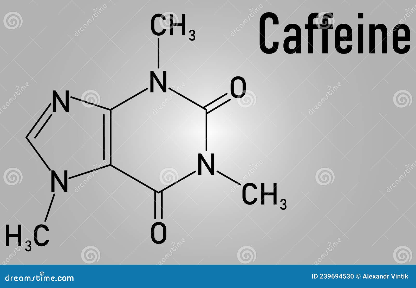 Caffeine Stimulant Molecule. Present in Coffee, Tea and Many Soft and ...