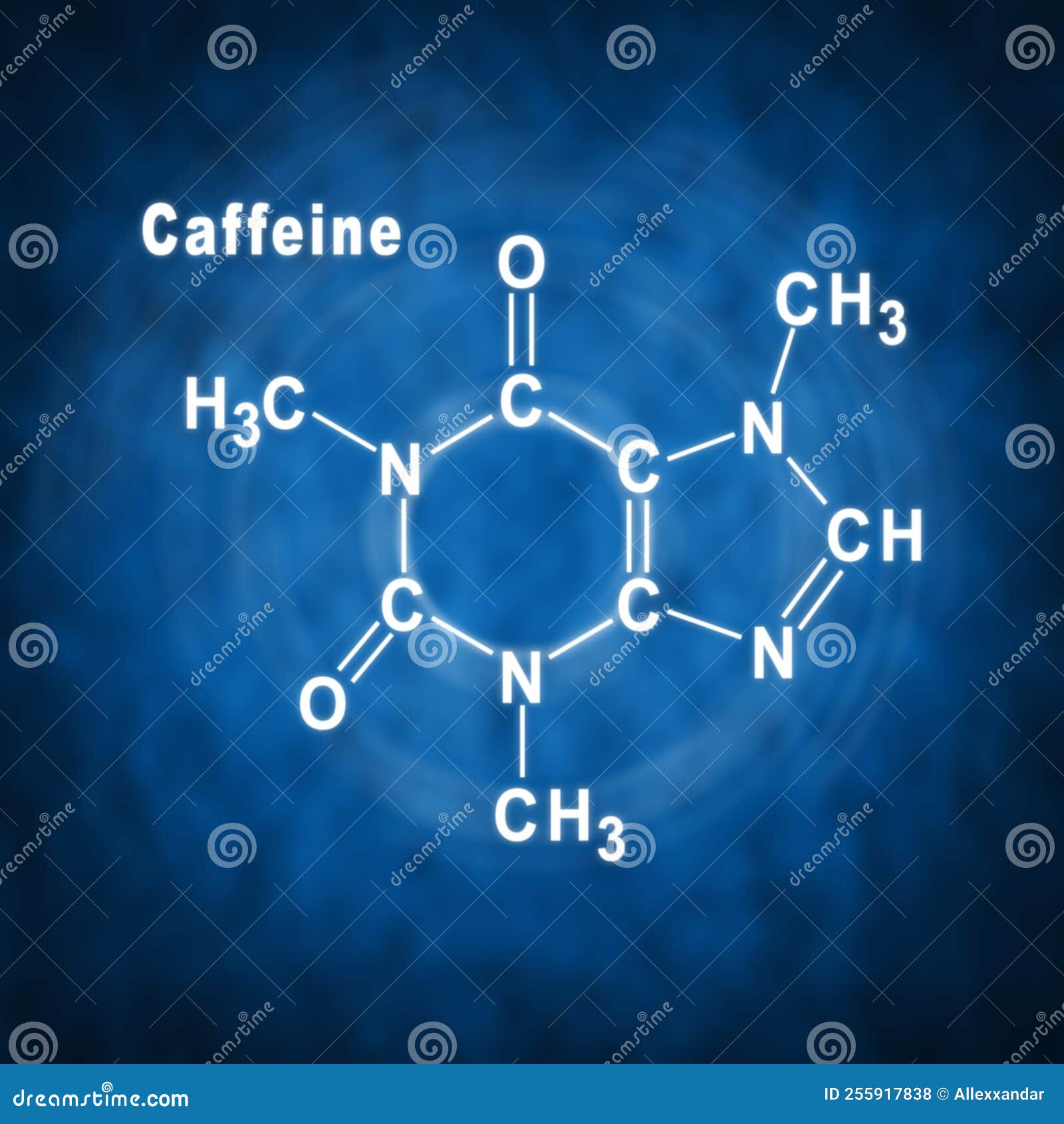 Caffeine Structural Chemical Formula Isolated On White Background