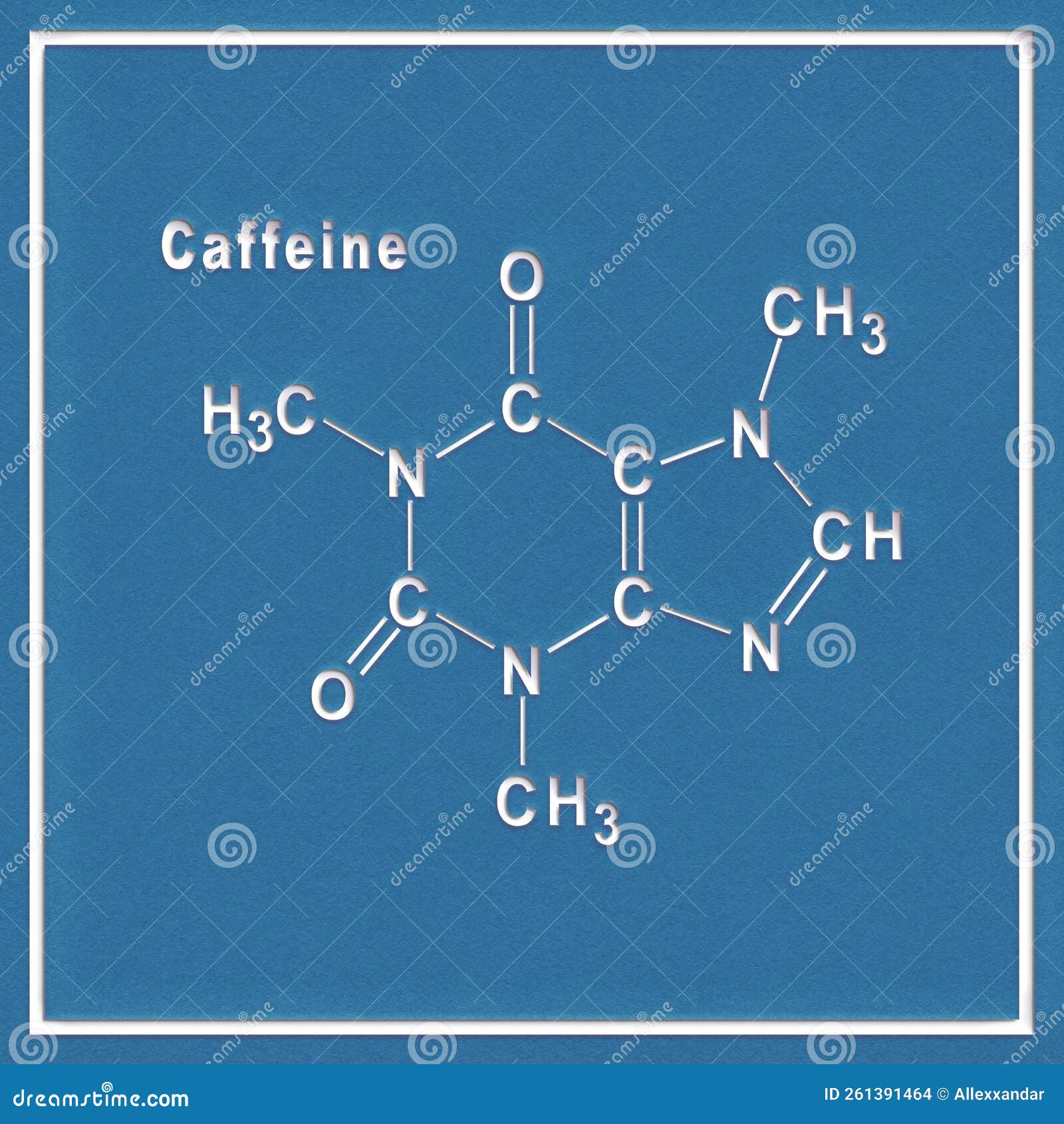 Caffeine Structural Chemical Formula On White Backgro