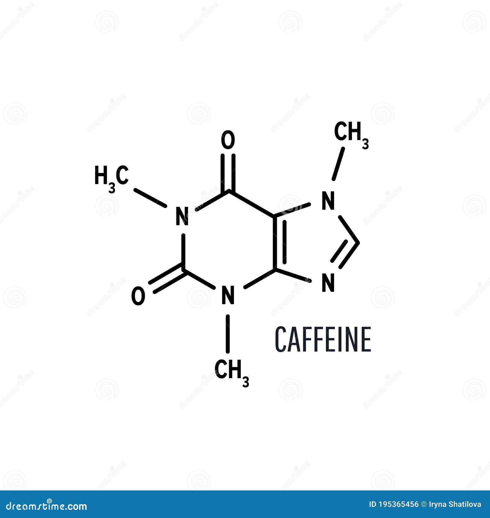 Caffeine Structural Chemical Formula On White Background Stock Vector