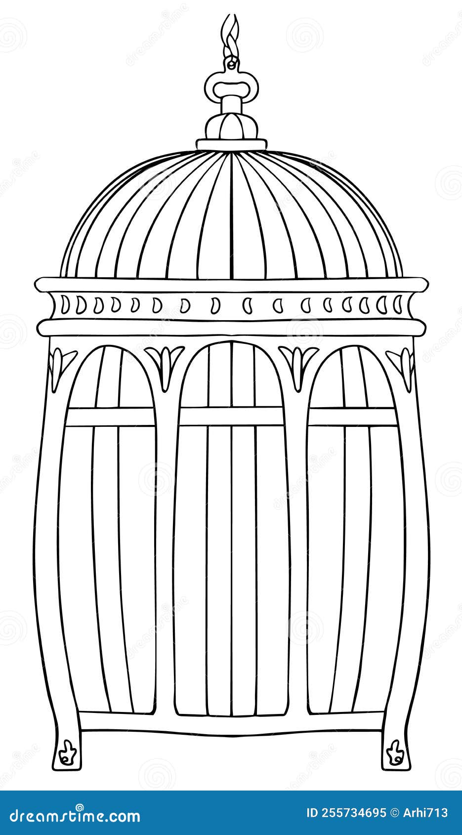 Cage for Birds Vector Drawing. Handmade Stock Vector - Illustration of ...