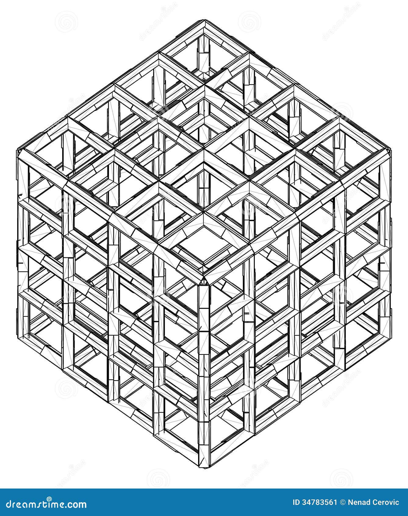 Cage Box Cube Vector stock illustration. Illustration of lock - 34783561