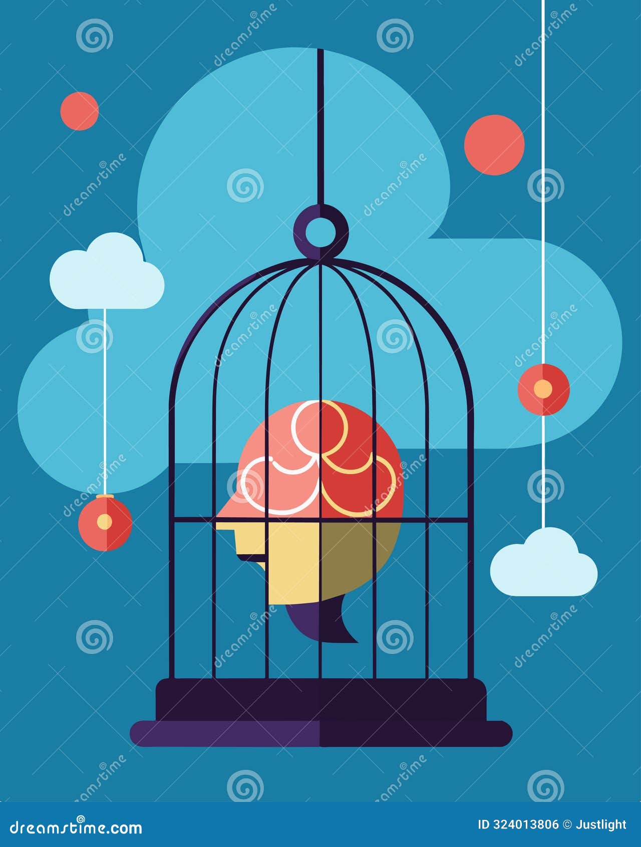 A Cage Made of Thoughts and Emotions Holding the Brain in a Neverending ...