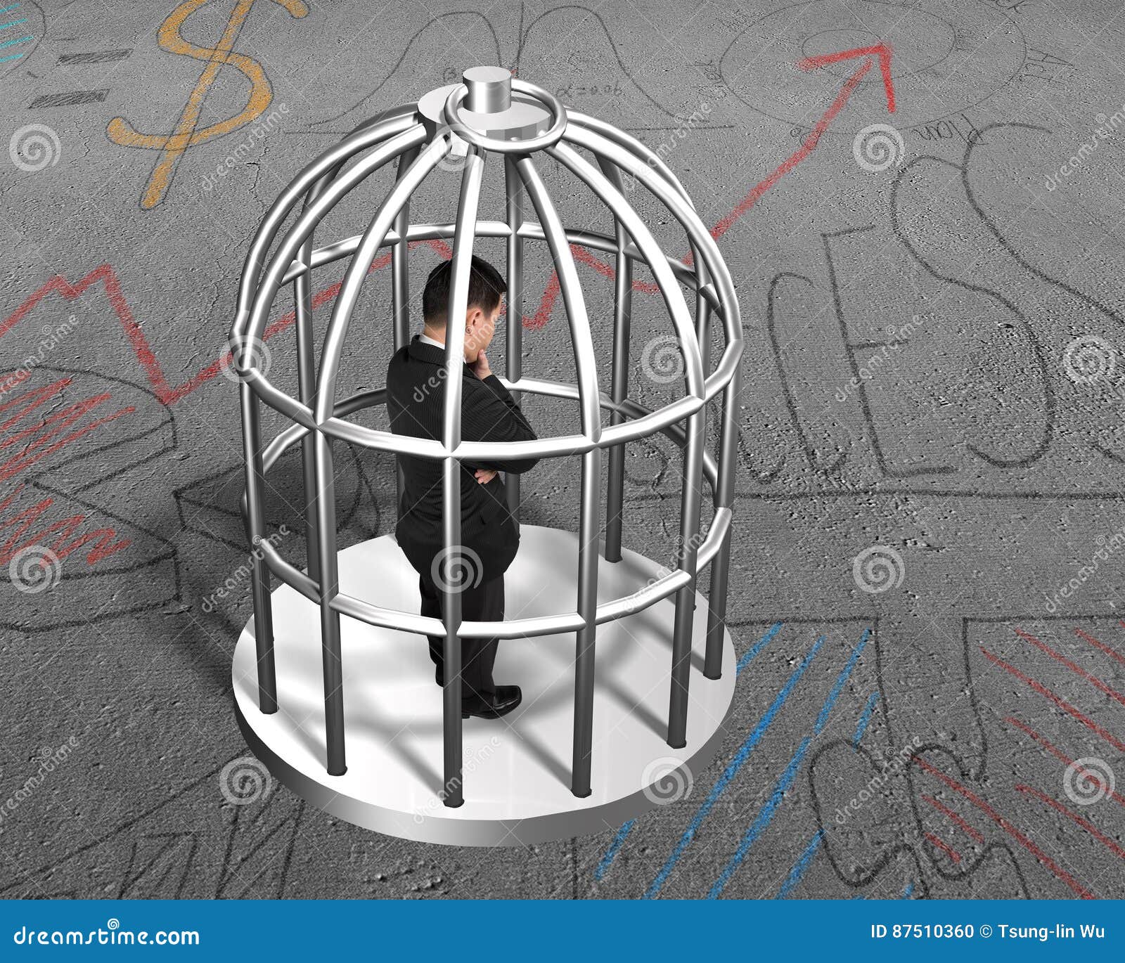 Cage with Man Thinking Inside Stock Photo - Image of justice, animal ...
