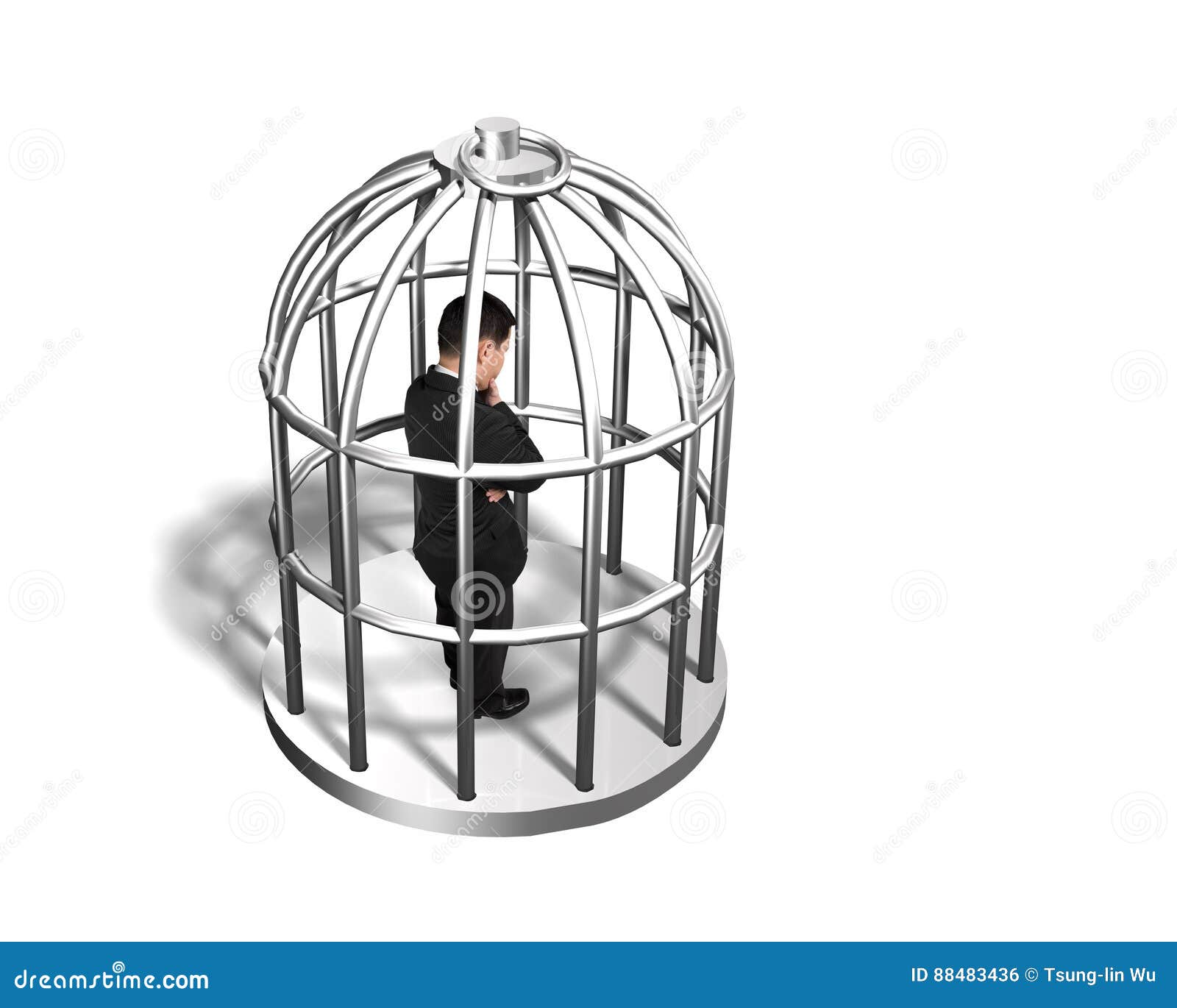 Cage with Man Thinking Inside Stock Illustration - Illustration of ...