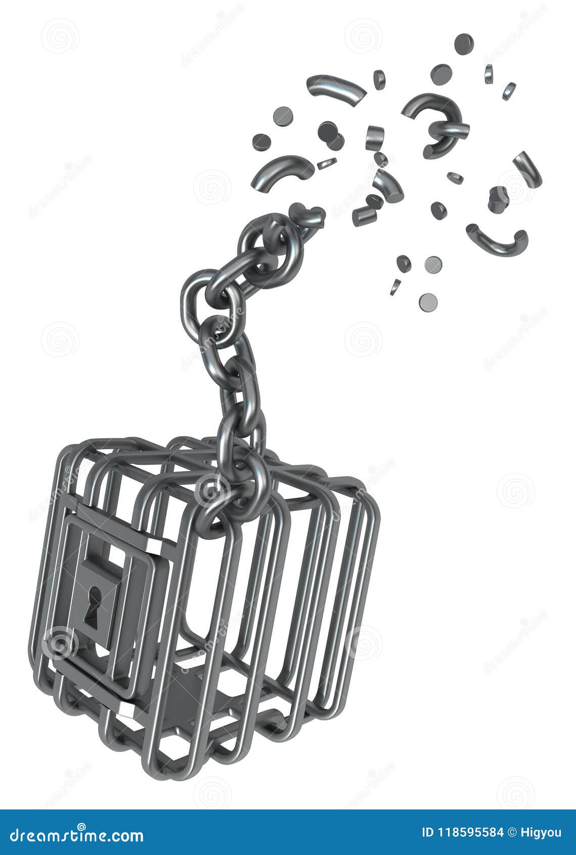 Cage Metal Rounded Chain Break Stock Illustration - Illustration of ...