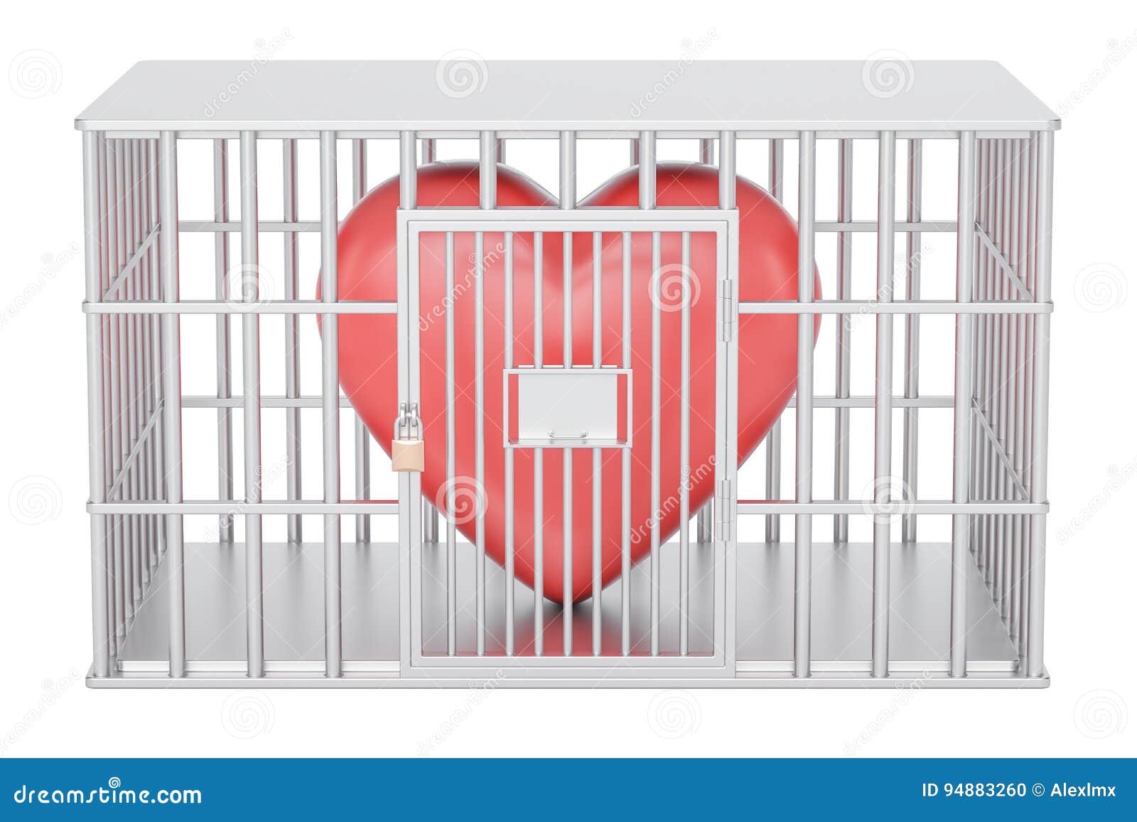 Cage, Prison Cell with Red Heart, 3D Stock Illustration - Illustration ...
