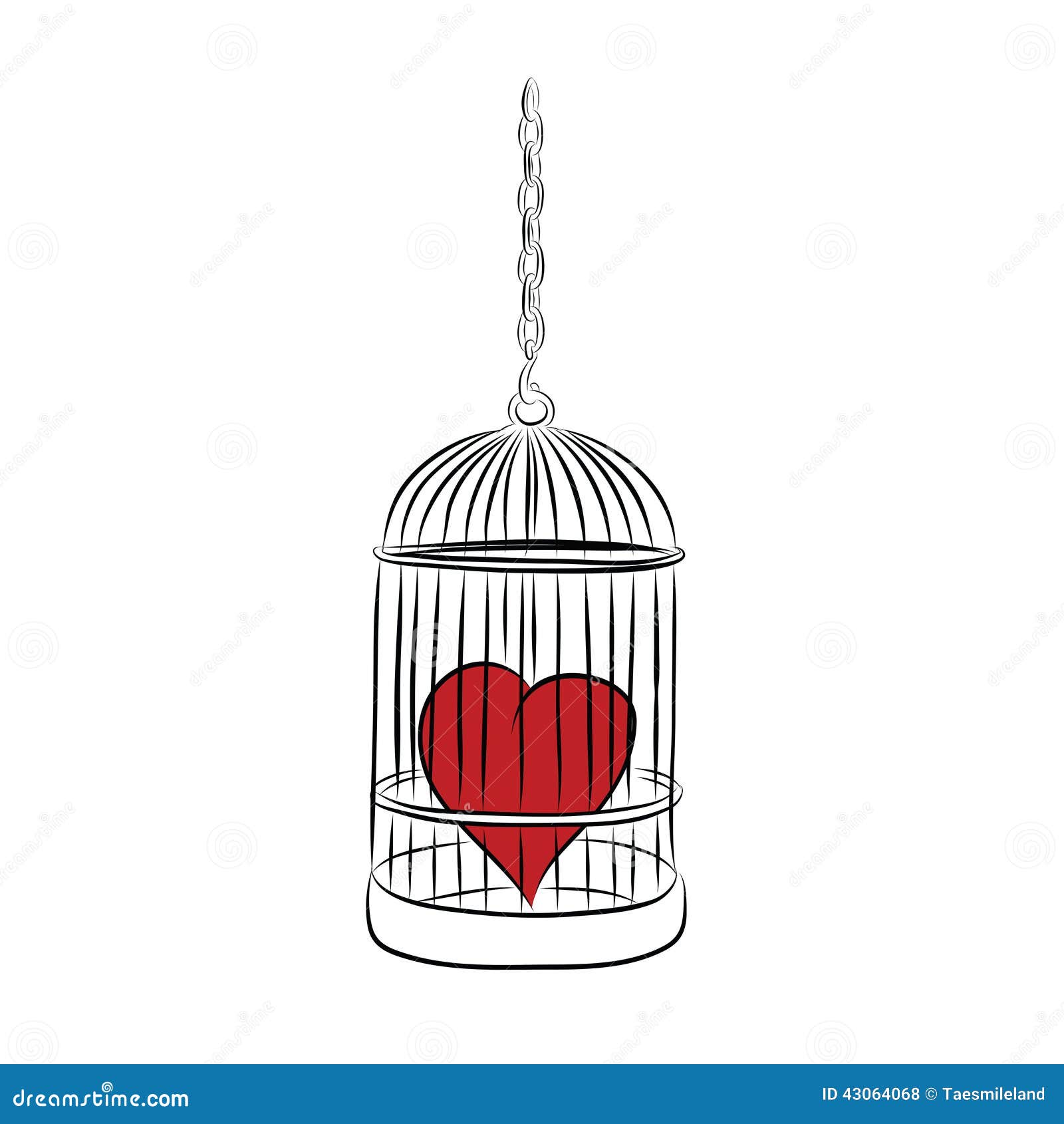 Cage with red heart stock vector. Illustration of romantic - 43064068