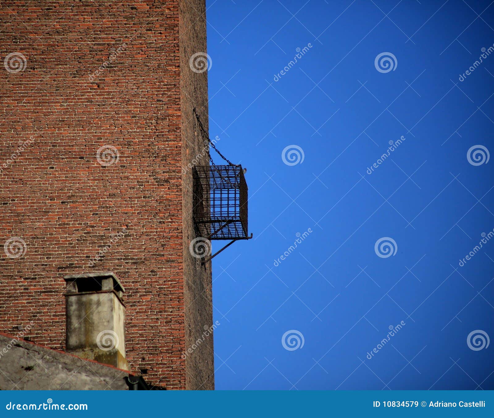 Cage tower, details stock image. Image of blue, redbrick - 10834579