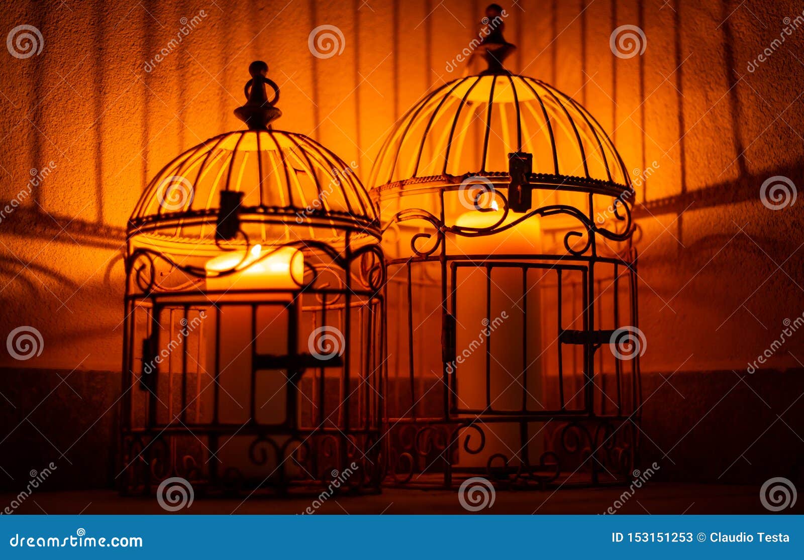 Caged candle lights stock image. Image of color, beauty - 153151253