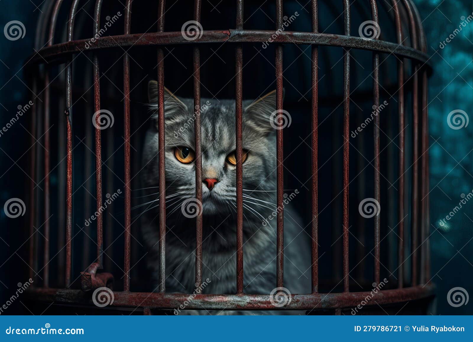 Caged Cat Cute. Generate Ai Stock Illustration - Illustration of haven ...