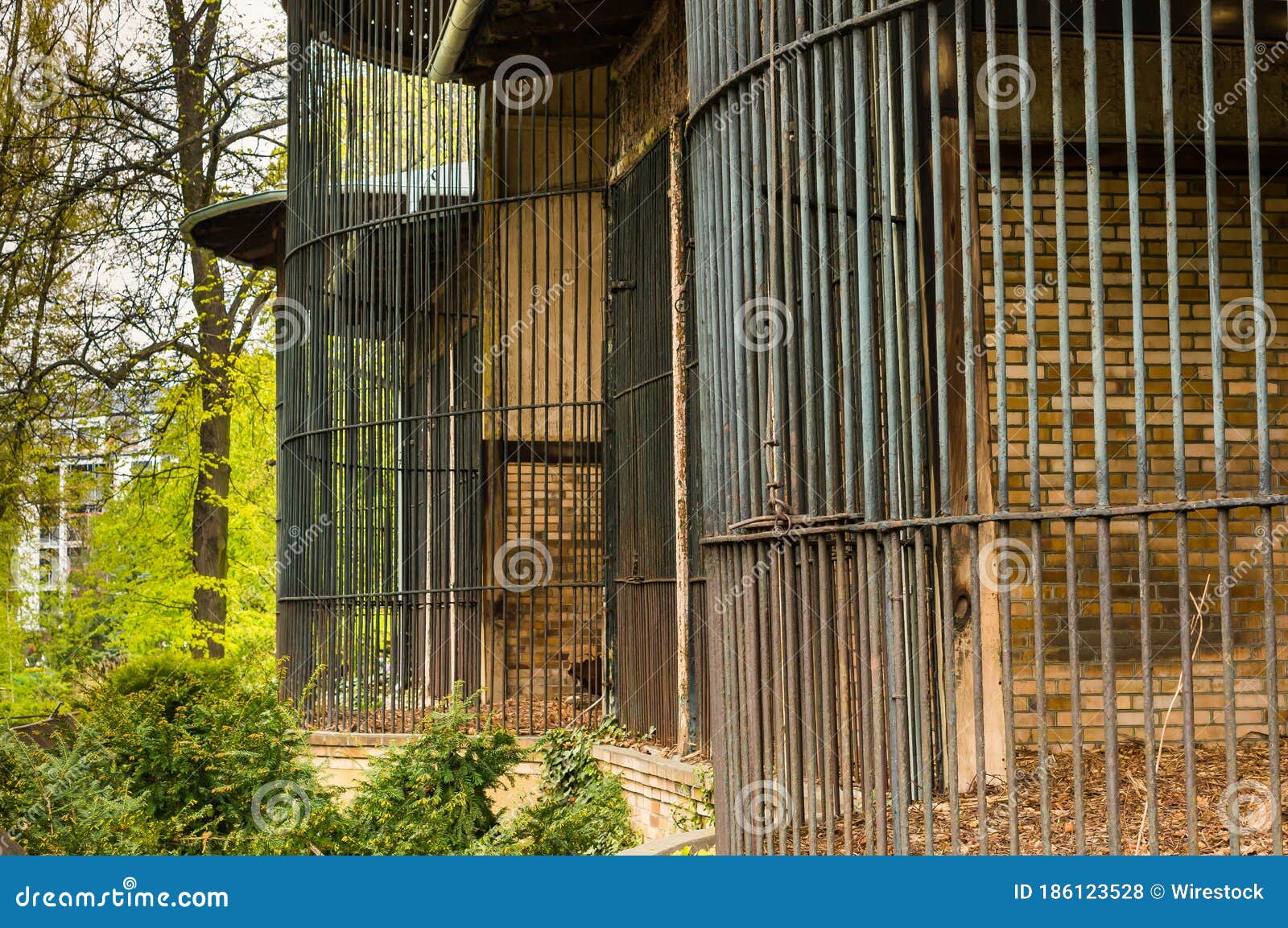 Cages with Metal Coverings Surrounded by Trees Stock Photo - Image of ...