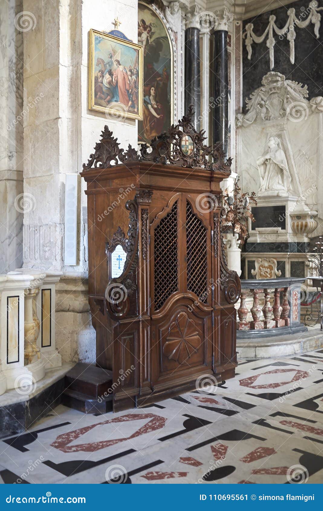 View of the confessional editorial photo. Image of catholic - 110695561