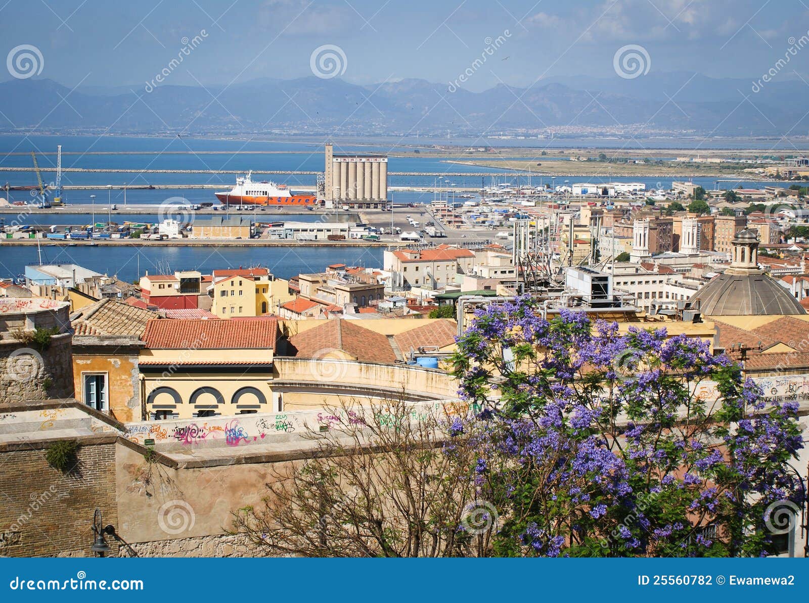 Cagliari Marina panorama stock photo. Image of city, seashore - 25560782