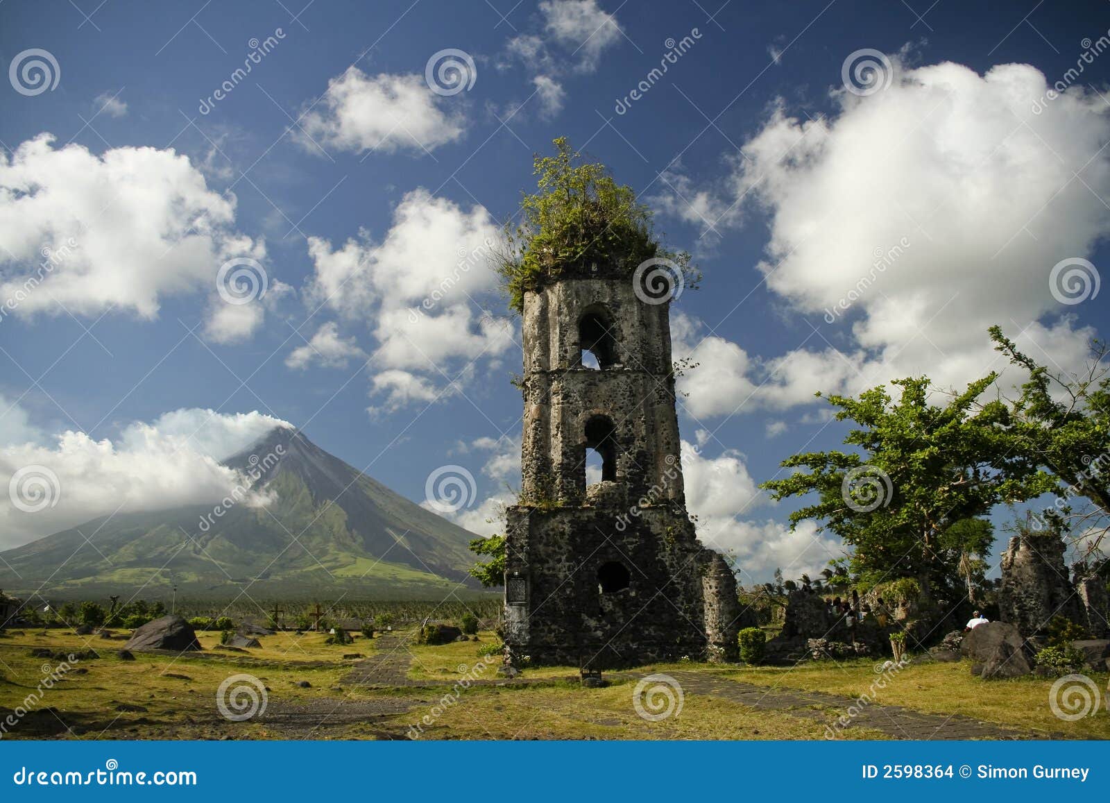 Cagsawa Ruins Mayon Volcano Philippines Stock Photo - Image of tourism ...