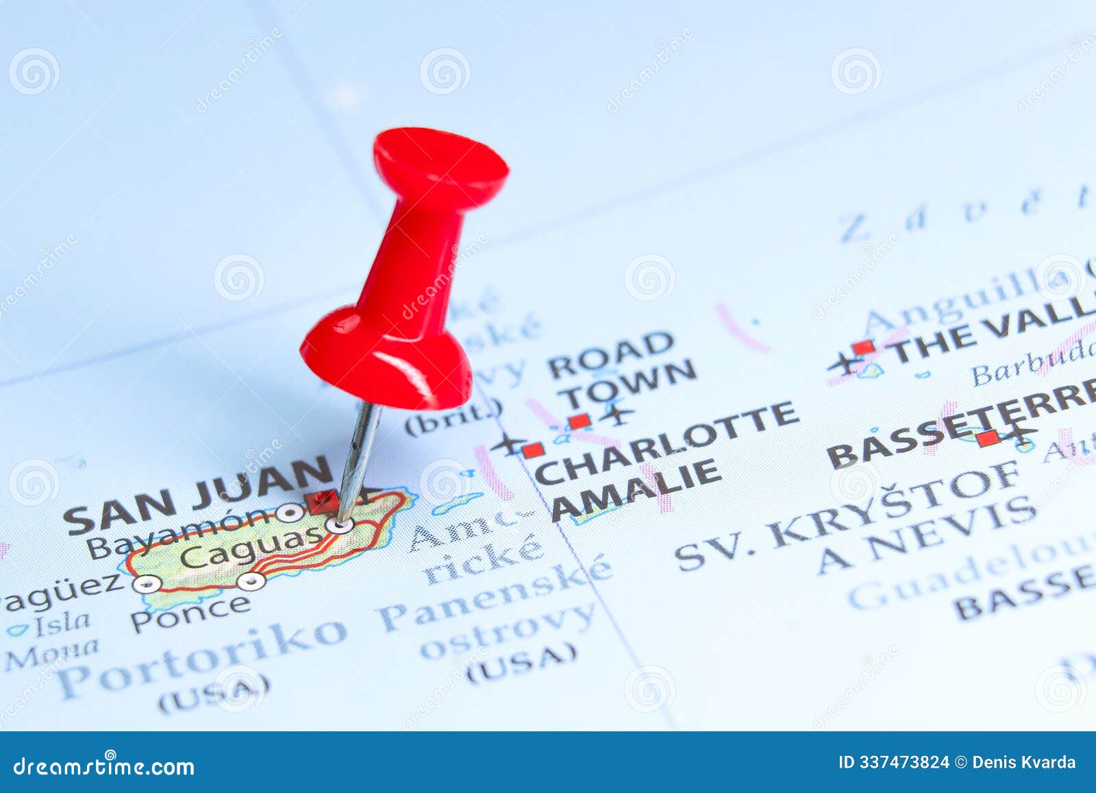 Caguas, Puerto Rico Pin on Map Stock Photo - Image of state, atlas ...