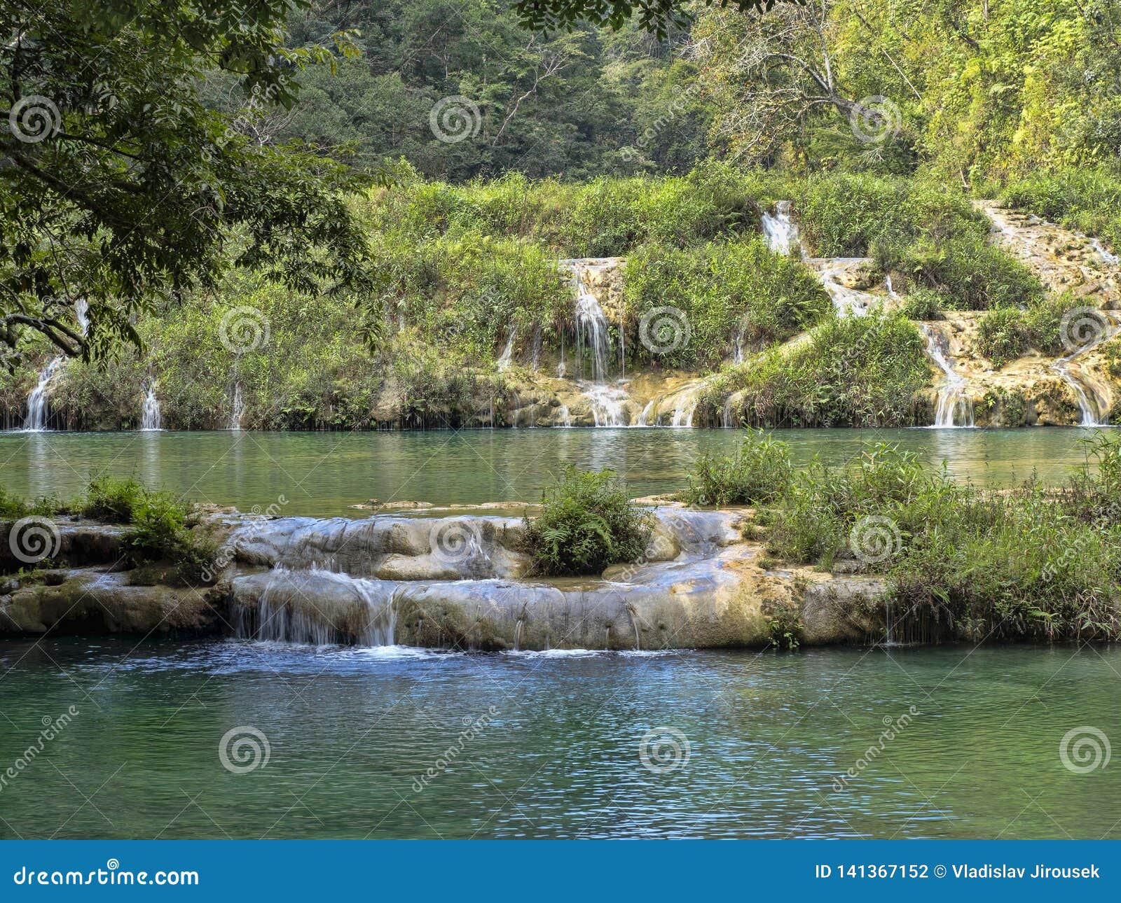 Cahabon River, Forms Numerous Cascades, Semuc Champey, Guatemala Stock ...