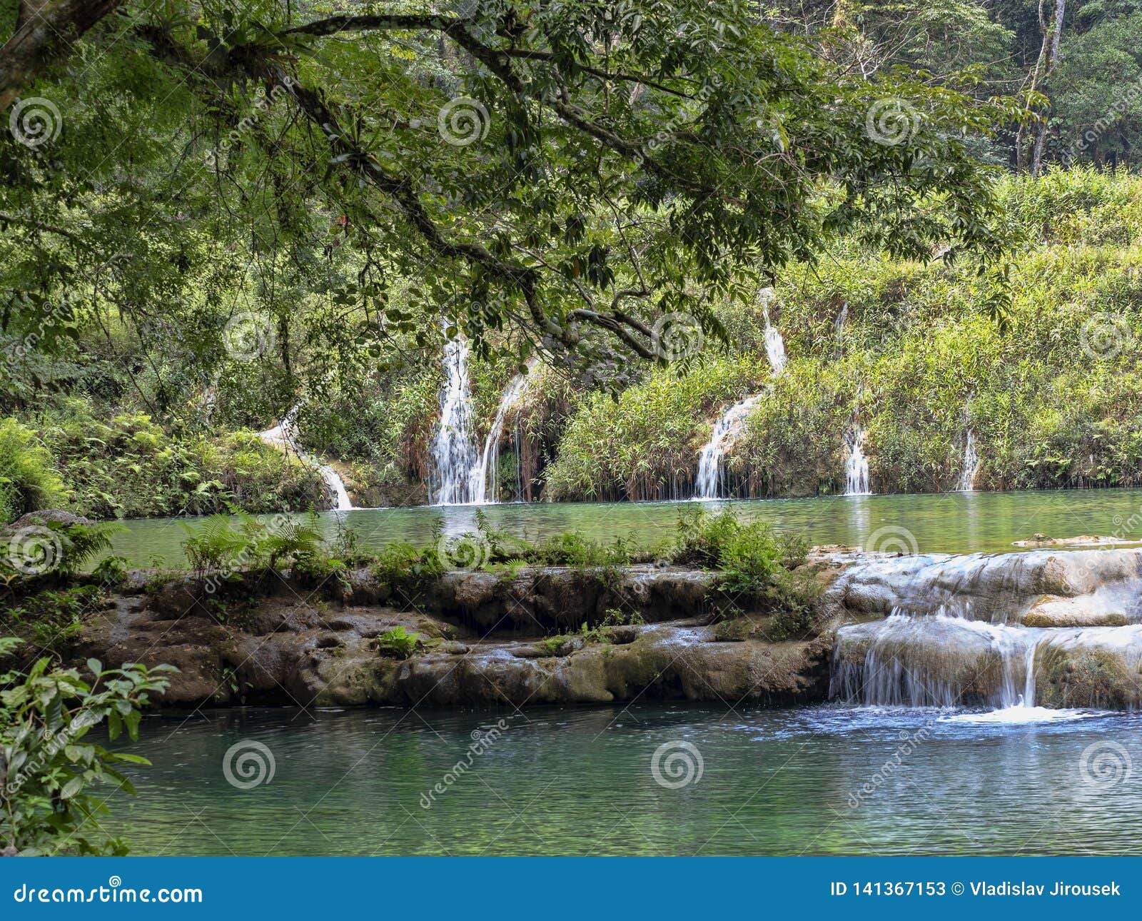 Cahabon River, Forms Numerous Cascades, Semuc Champey, Guatemala Stock ...