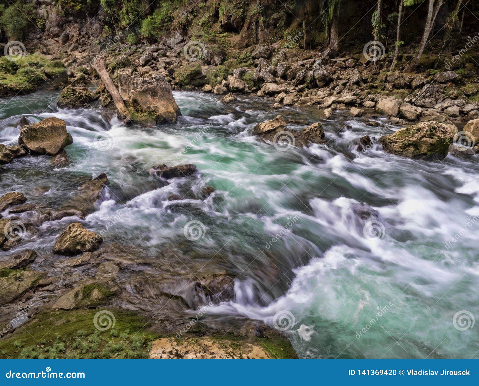 Cahabon River, Forms Numerous Cascades, Semuc Champey, Guatemala Stock ...