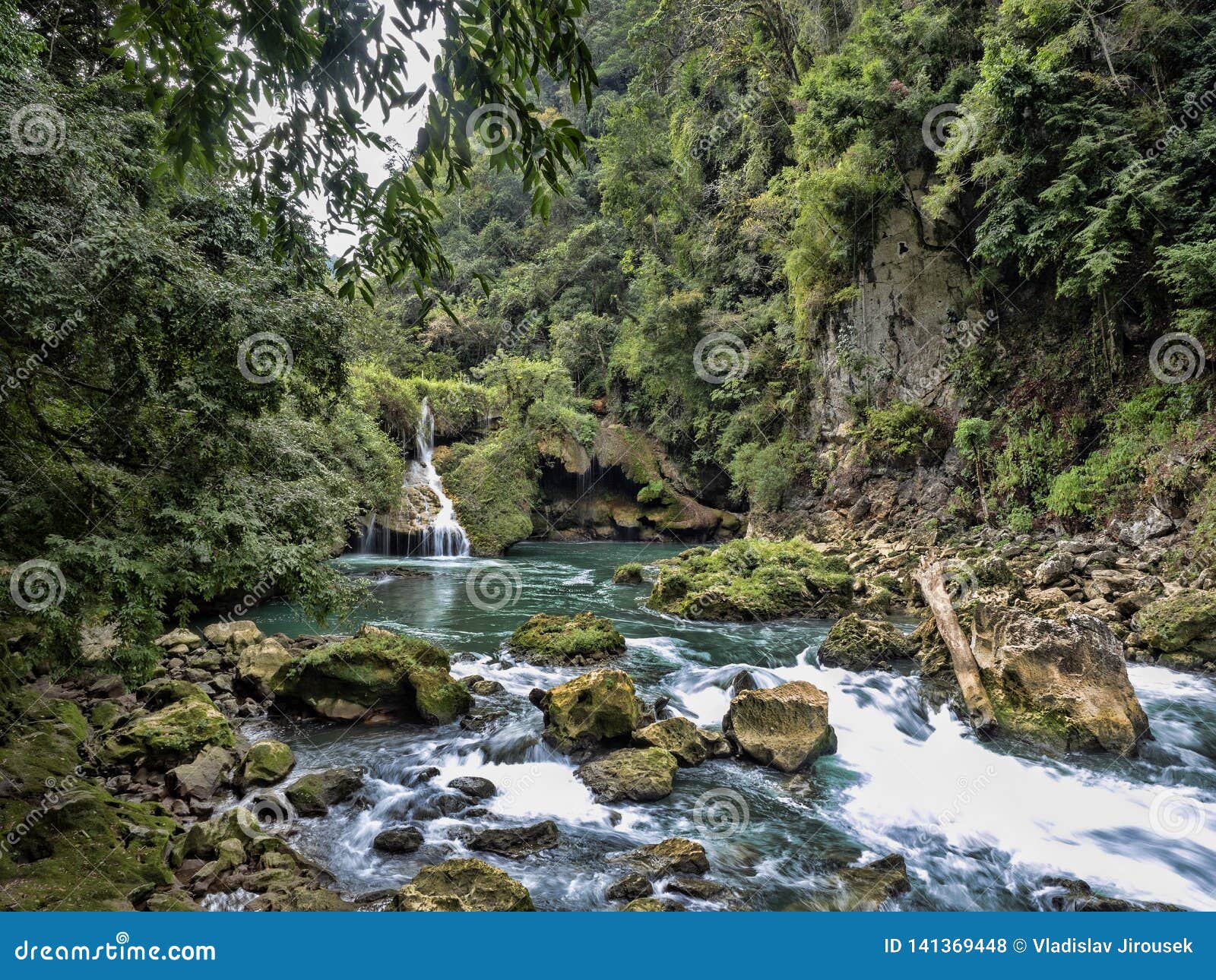Cahabon River, Forms Numerous Cascades, Semuc Champey, Guatemala Stock ...