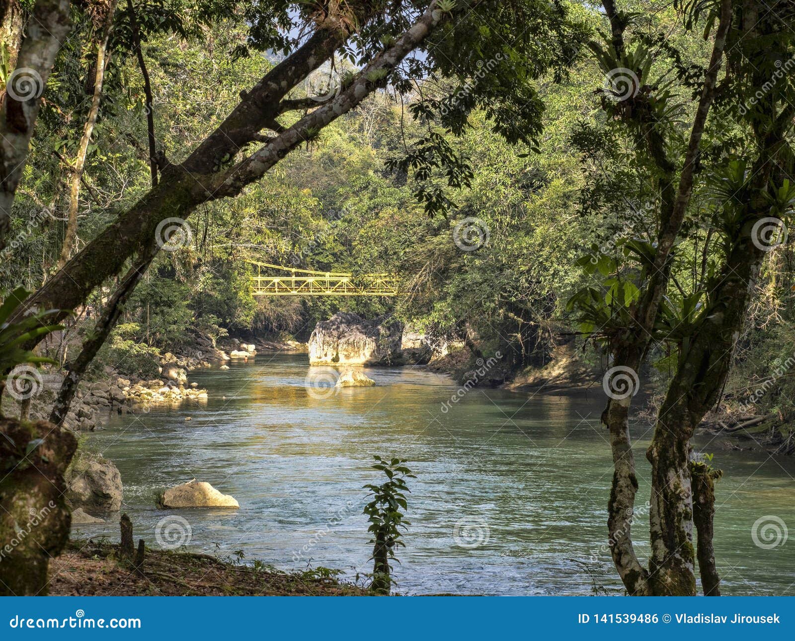 Cahabon River, Forms Numerous Cascades, Semuc Champey, Guatemala ...