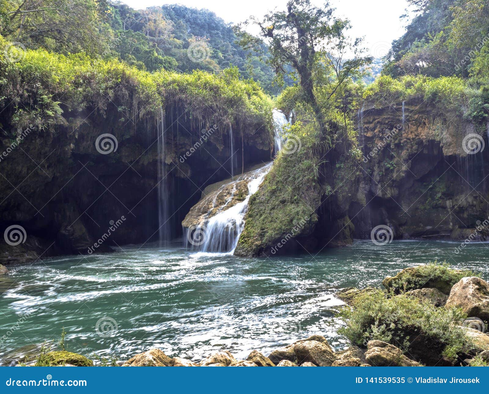 Cahabon River, Forms Numerous Cascades, Semuc Champey, Guatemala Stock ...