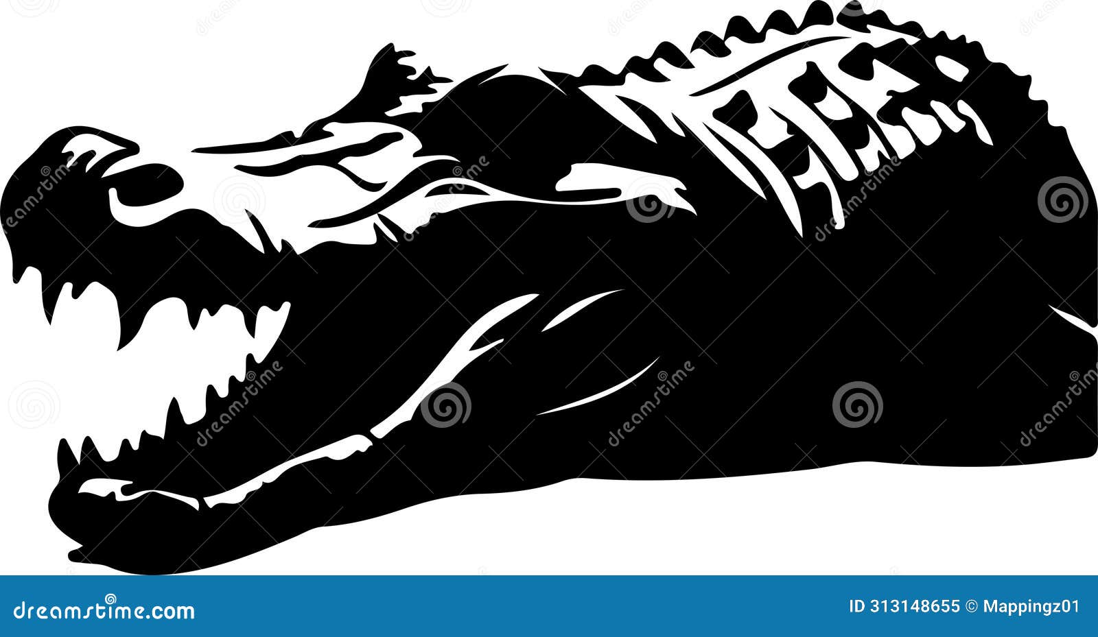 Caiman Black Silhouette Generative Ai Stock Vector - Illustration of ...