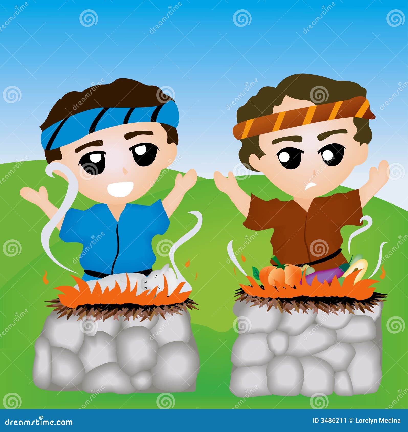 Cain and Abel stock illustration. Illustration of fruits - 3486211