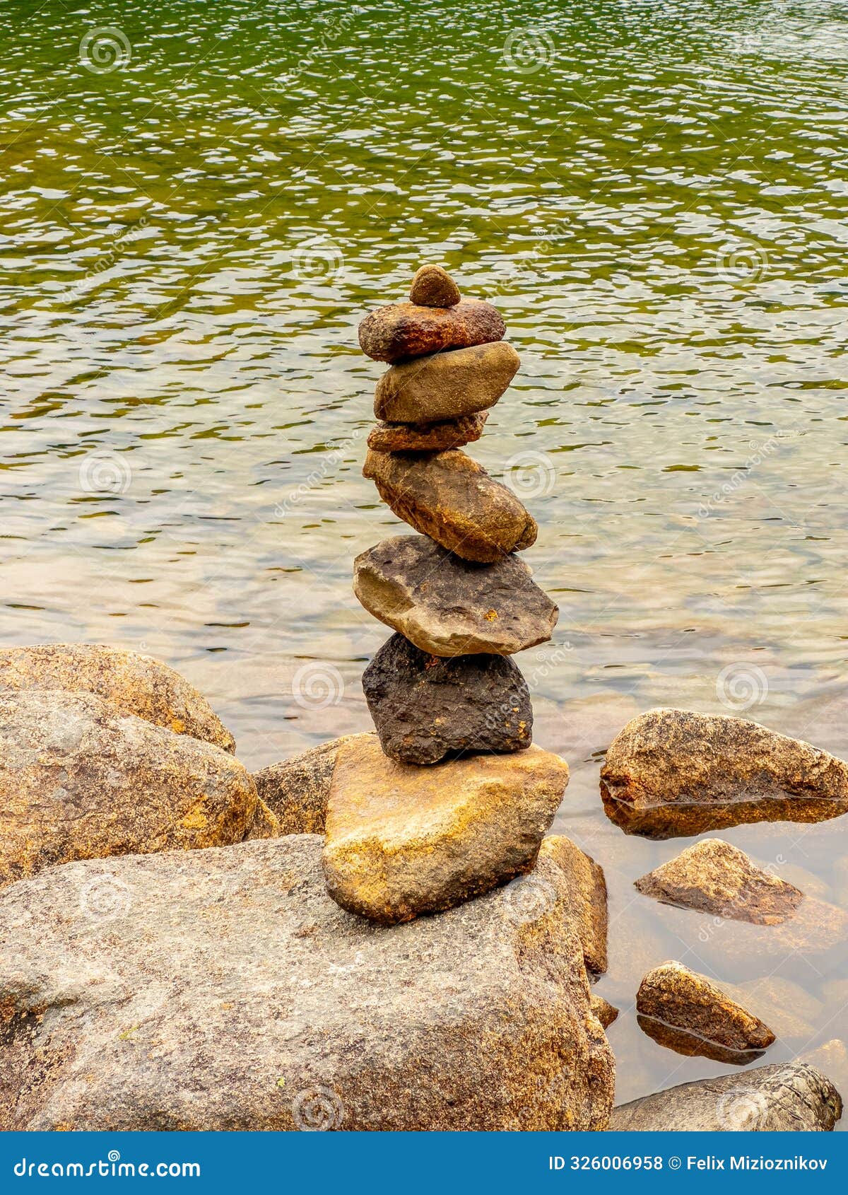 Cairn Rock Stack by the River. Acadia National Park Stock Photo - Image ...