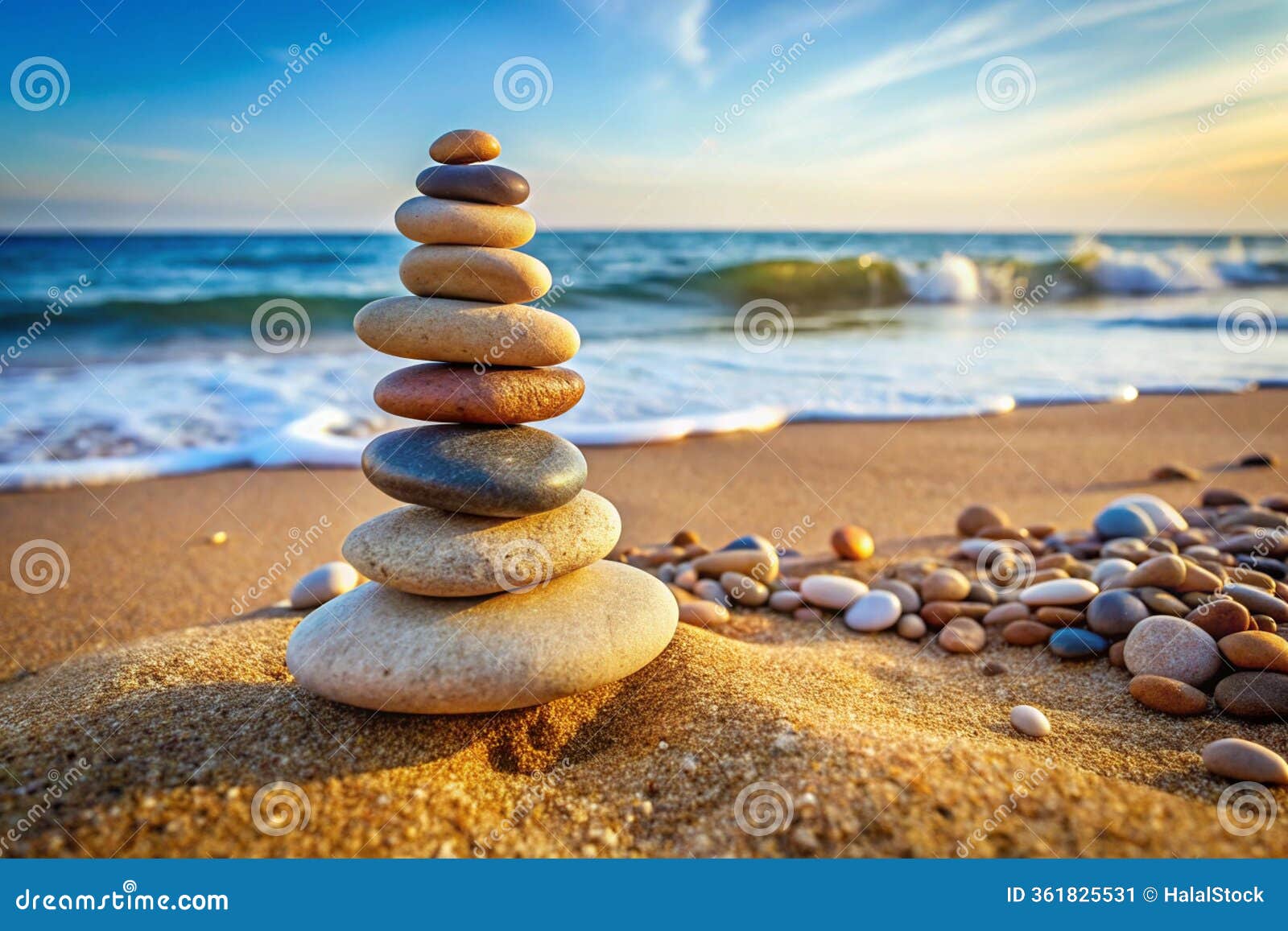 Cairn Stack of Stones on the Beach Symbol of Balance and Harmony Stock ...