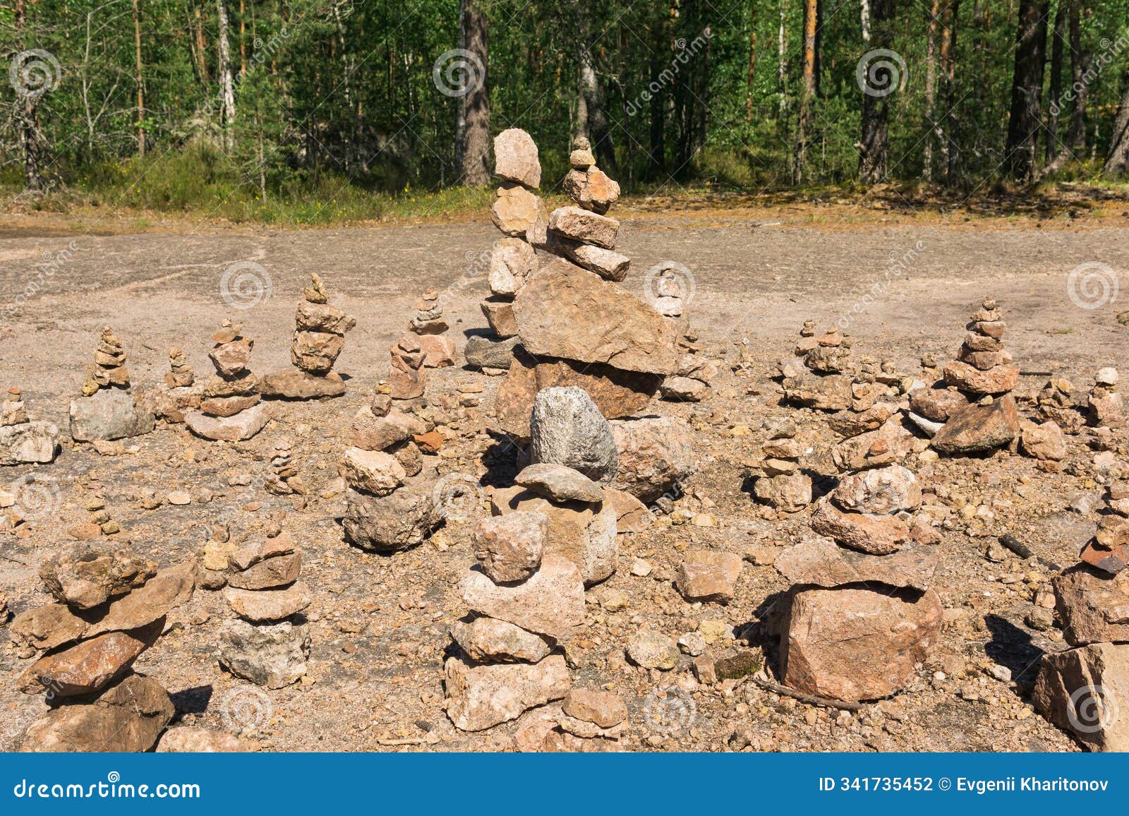 Cairns, Strange Stone Pyramids in the Forest Stock Photo - Image of ...