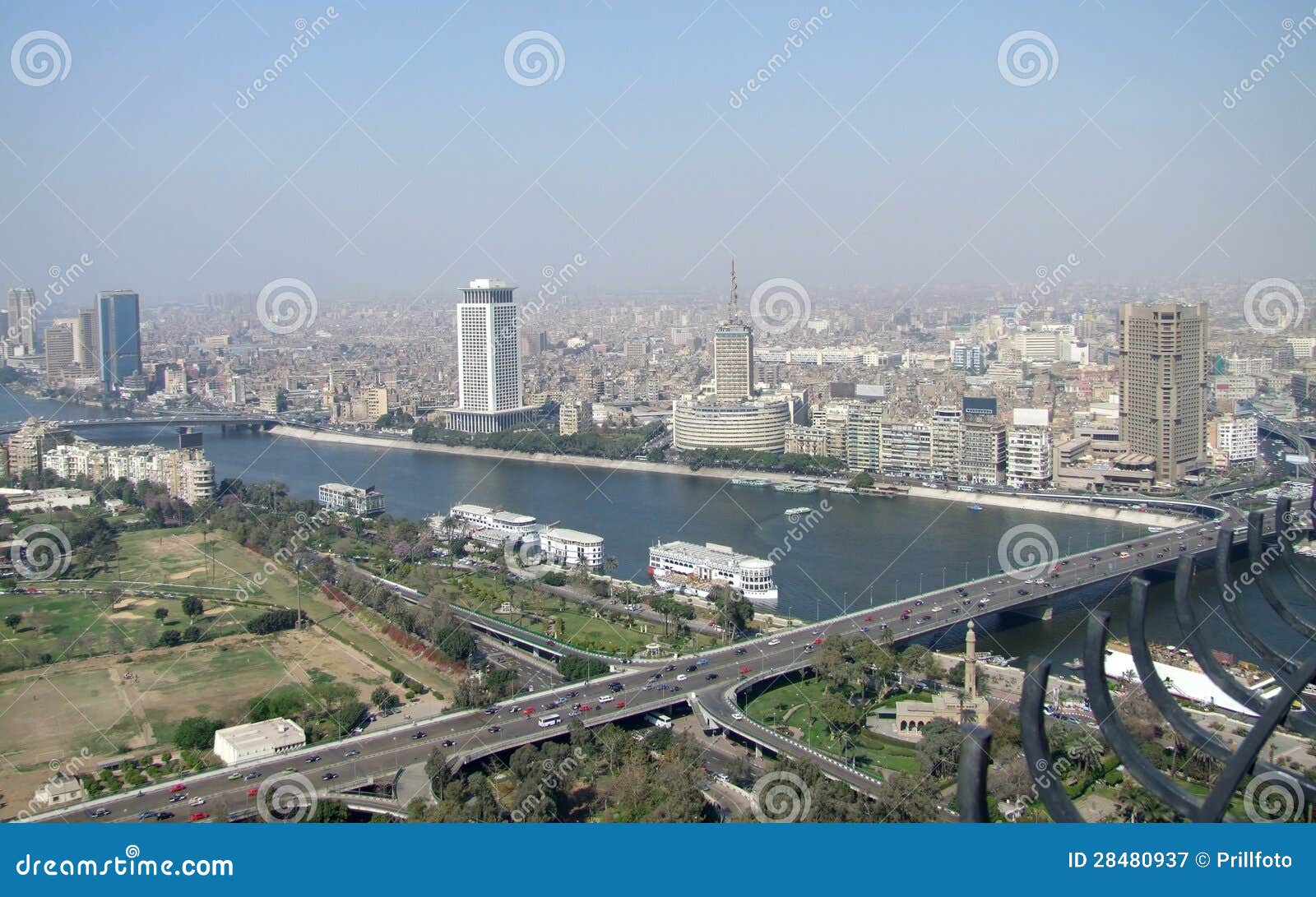 Cairo Aerial View with Nile River Stock Image - Image of african, north ...