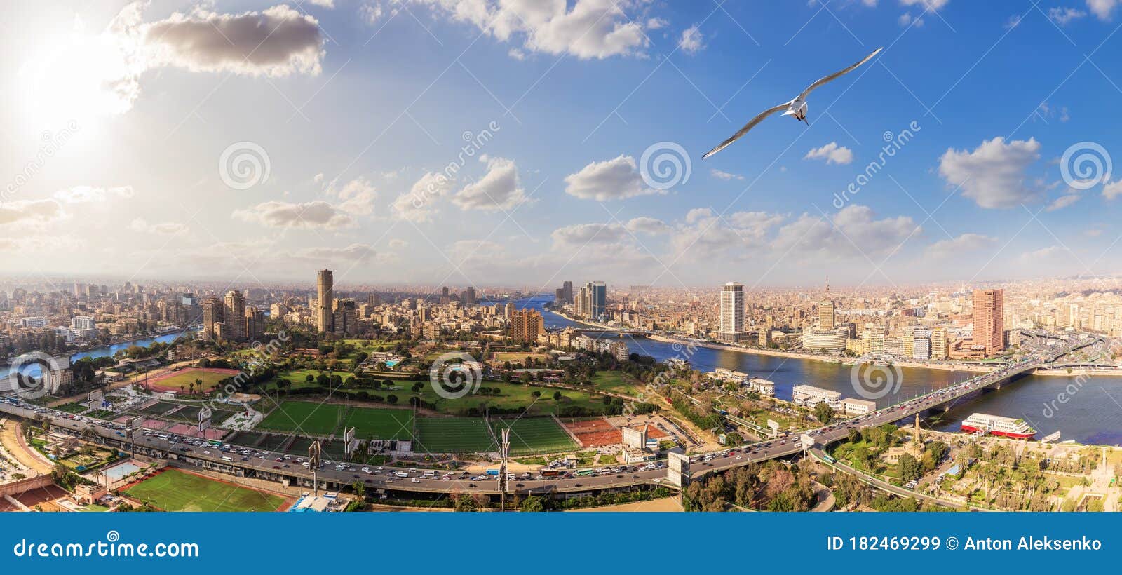 Cairo Centre Aerial Panorama, View from the Tower, Egypt Stock Image ...