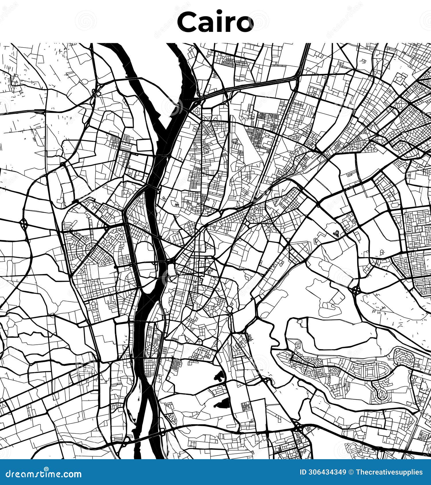Cairo City Map, Cartography Map, Street Layout Map Cartoon Vector ...