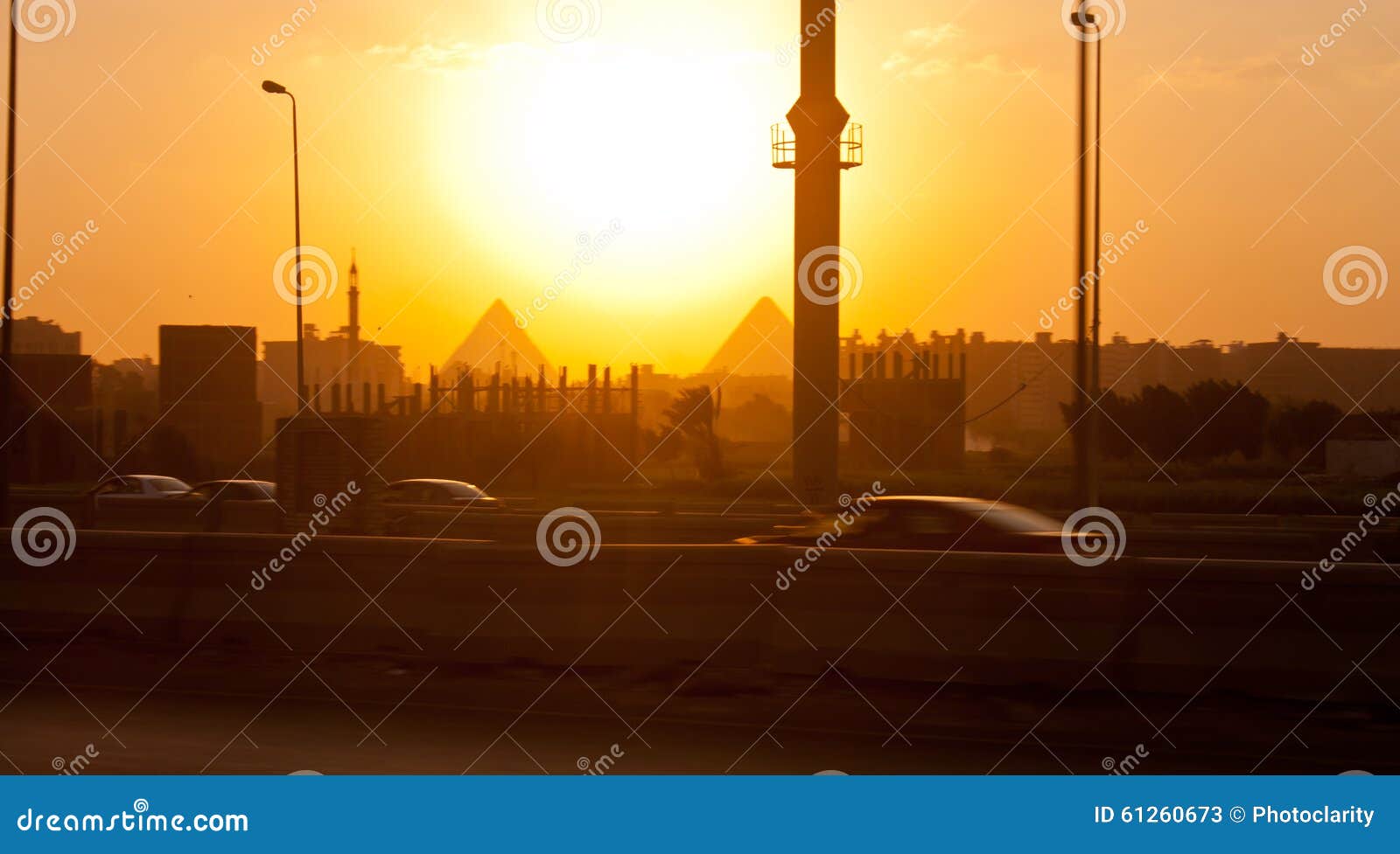 Cairo City and Pyramids in Background Stock Image - Image of contrasts ...
