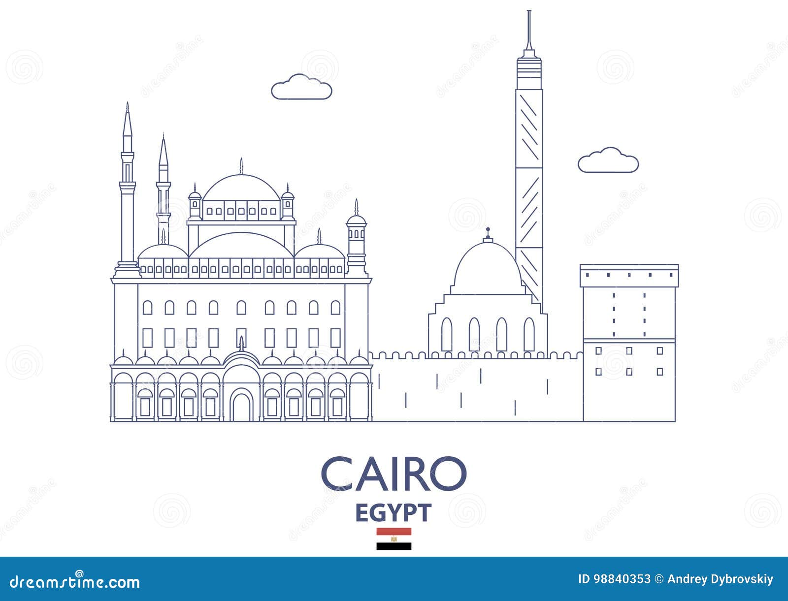 Cairo City Skyline, Egypt Cartoon Vector | CartoonDealer.com #98840353