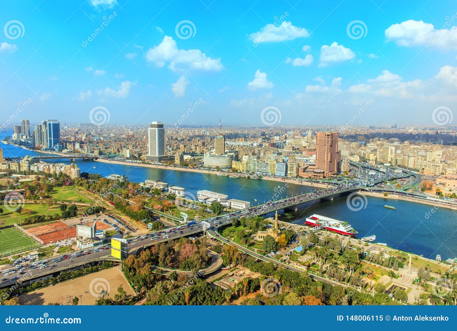 Cairo Downtown from Above, Panoramic View, Egypt Stock Image - Image of ...