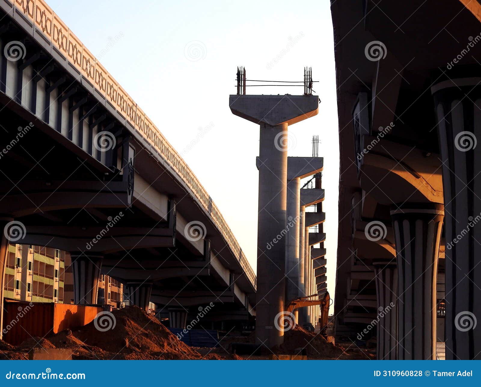 Cairo, Egypt, December 16 2022: Egypt Monorail Columns and Tracks Under ...