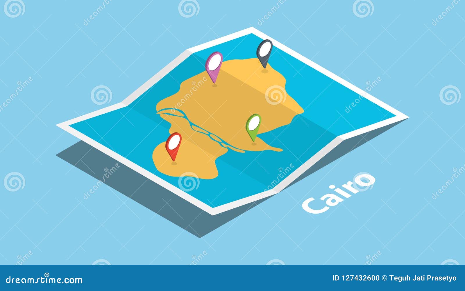 Egypt Maps With Markers Cartoon Vector | CartoonDealer.com #32970059