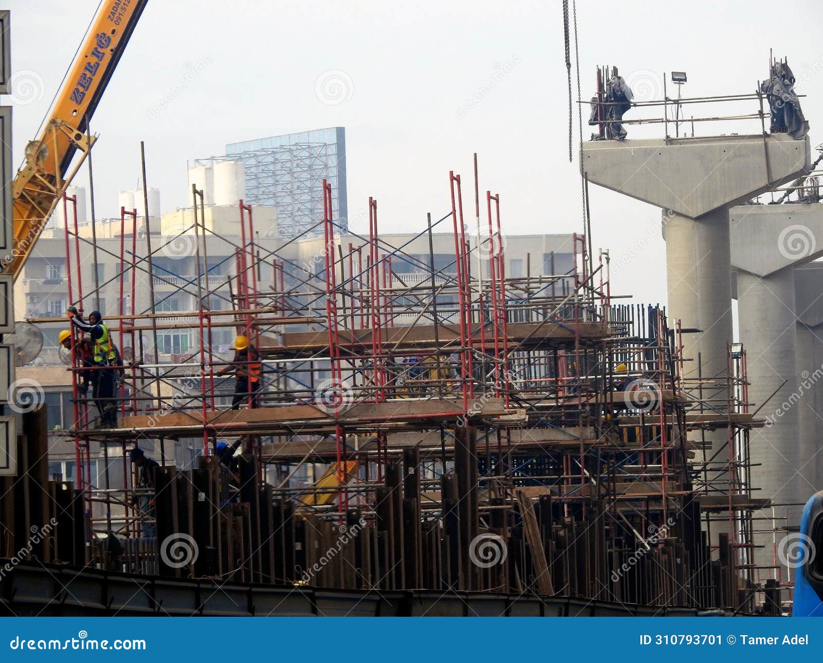 A Raw Of Steel And Concrete Circular Columns Of Cairo Monorail ...