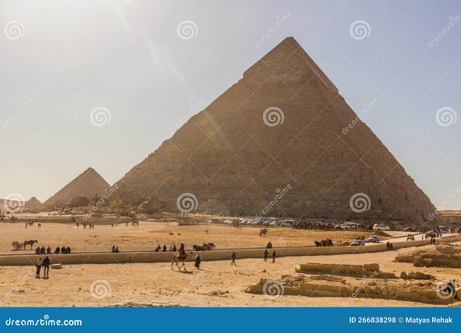 CAIRO, EGYPT - JANUARY 28, 2019: People in Front of Pyramids in Giza ...