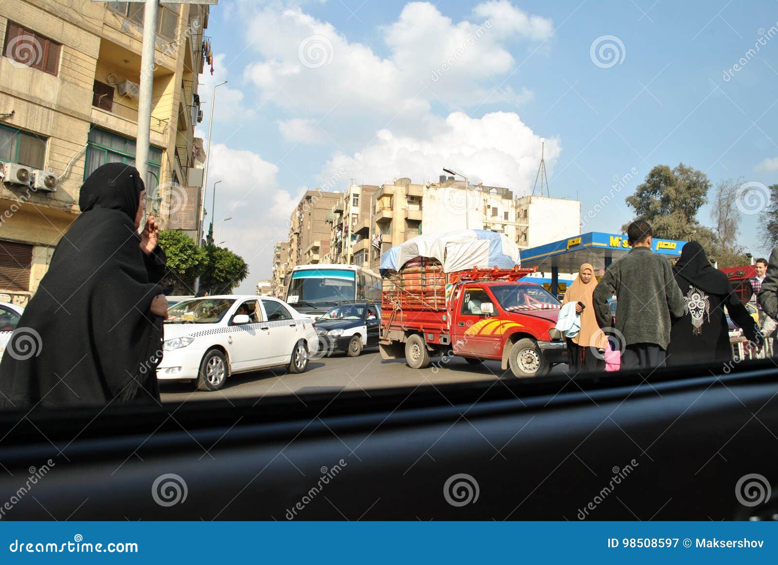 View of Cairo Street from the Car Editorial Photography - Image of ...
