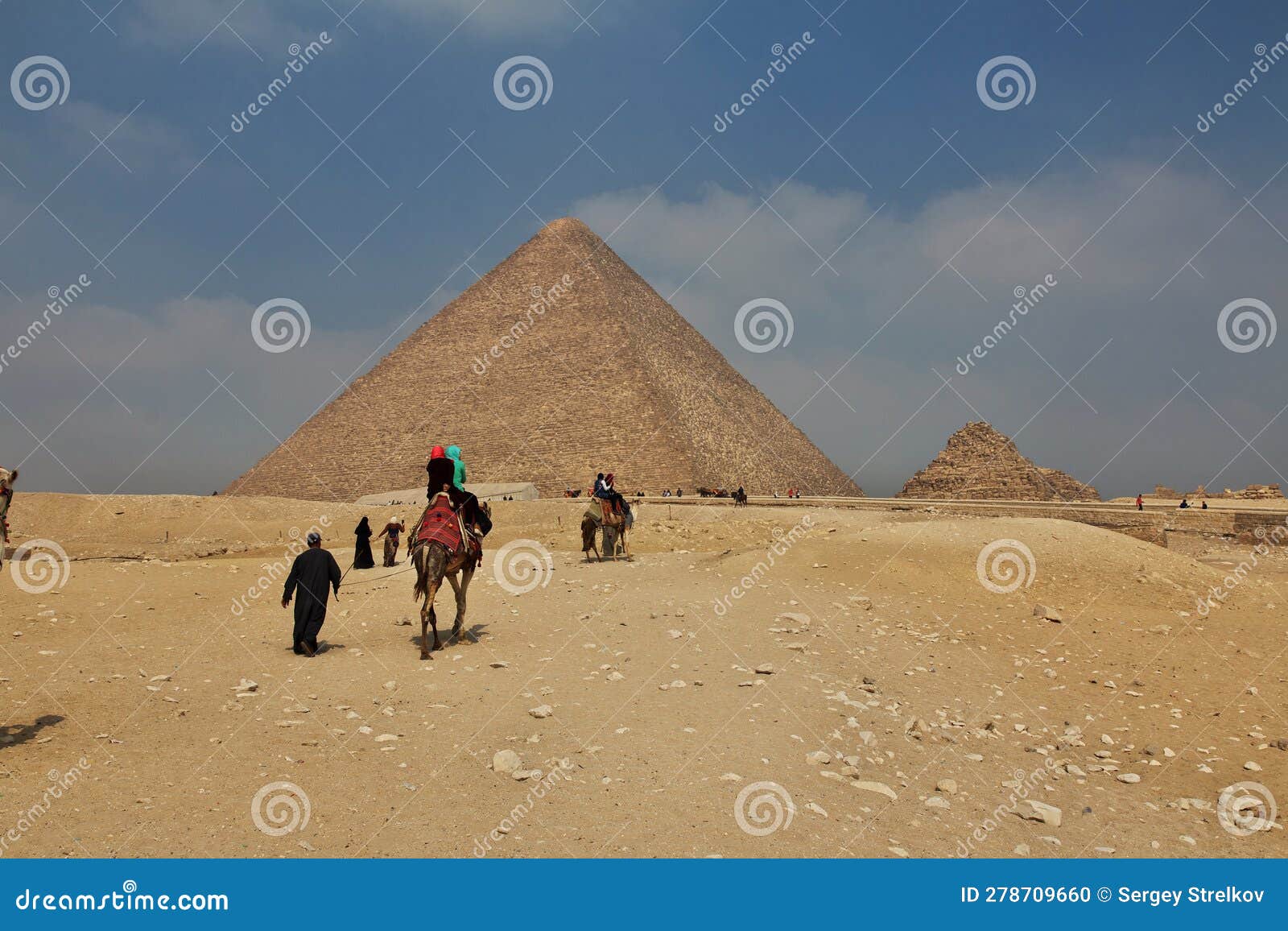 Cairo, Egypt - 06 Mar 2017. the People Close Great Pyramids in Giza ...