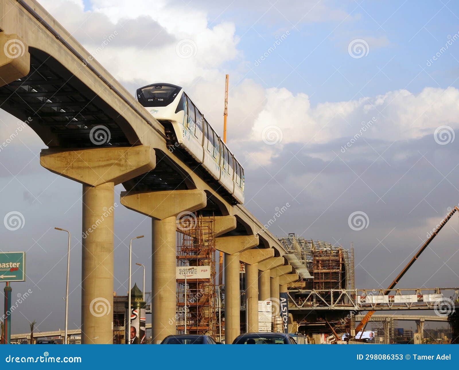 Cairo, Egypt, November 14 2023: Egypt Monorail on Its Track in Front of ...