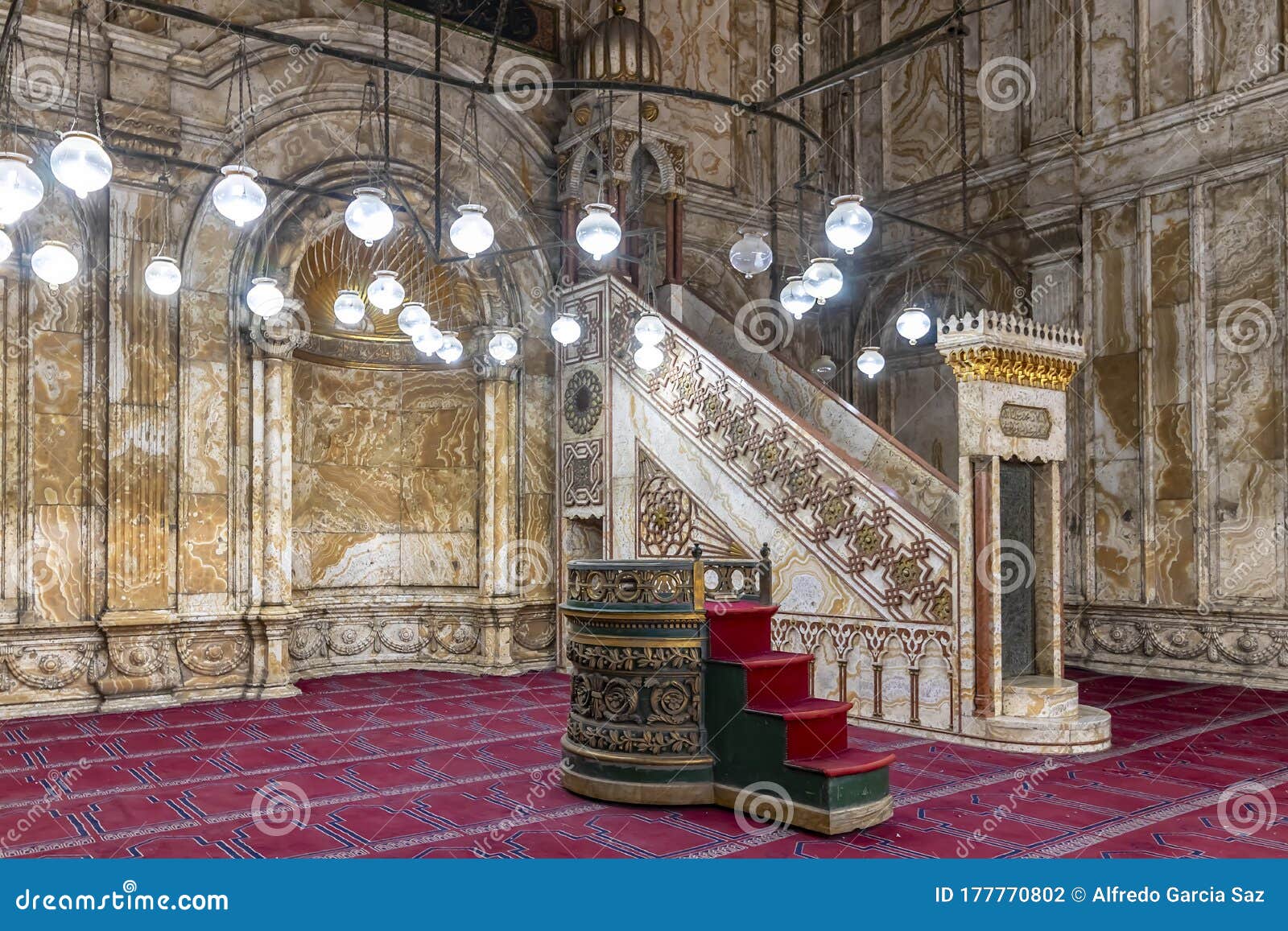 Cairo, Egypt - September 16, 2018: Interior of the Mosque of Muhammad ...