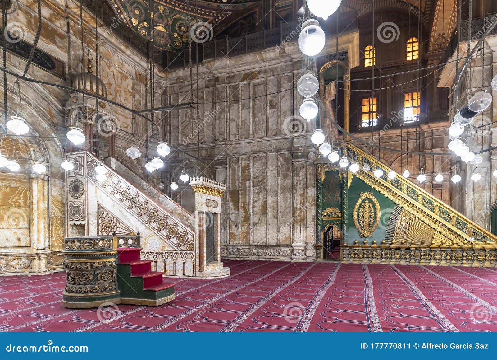 Cairo, Egypt - September 16, 2018: Interior of the Mosque of Muhammad ...