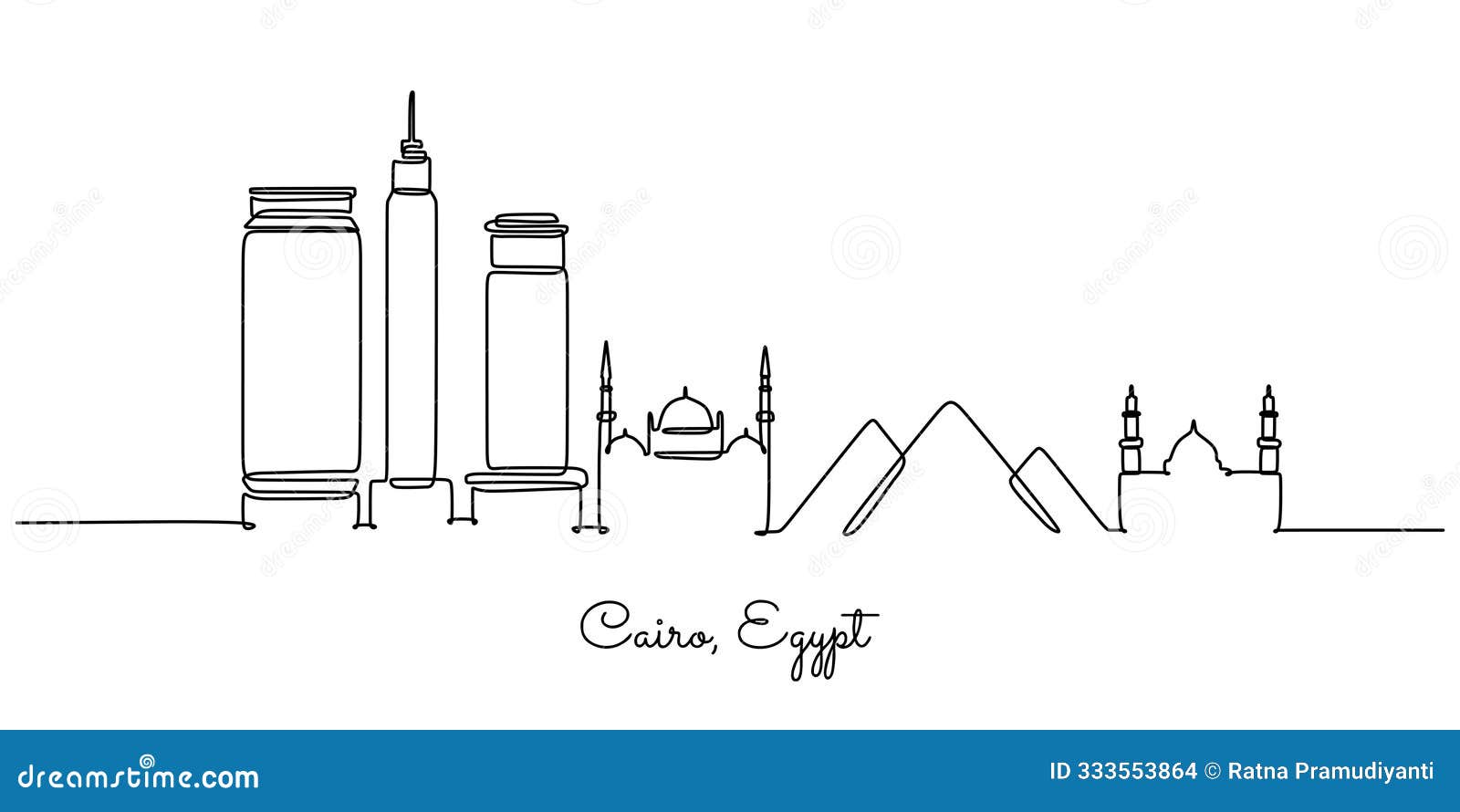 Egypt Skyline And Landmarks Silhouette Vector Illustration ...