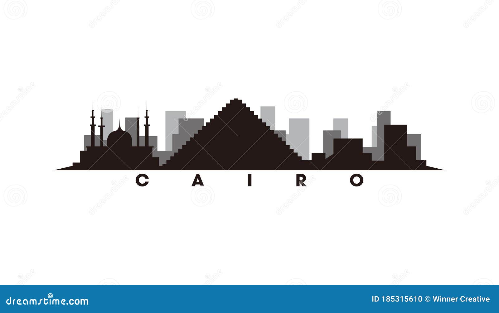 Egypt Skyline And Landmarks Silhouette Vector Illustration ...